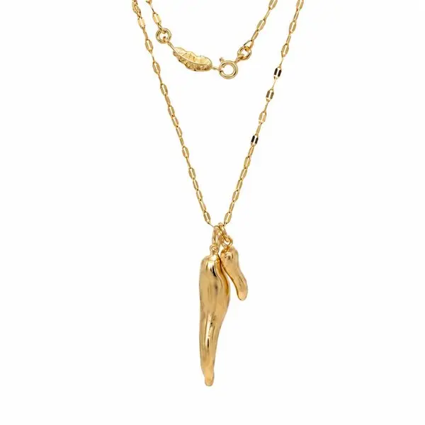 POUPETTENYC Double Chili Charm Necklace In Plated Brass - Gold