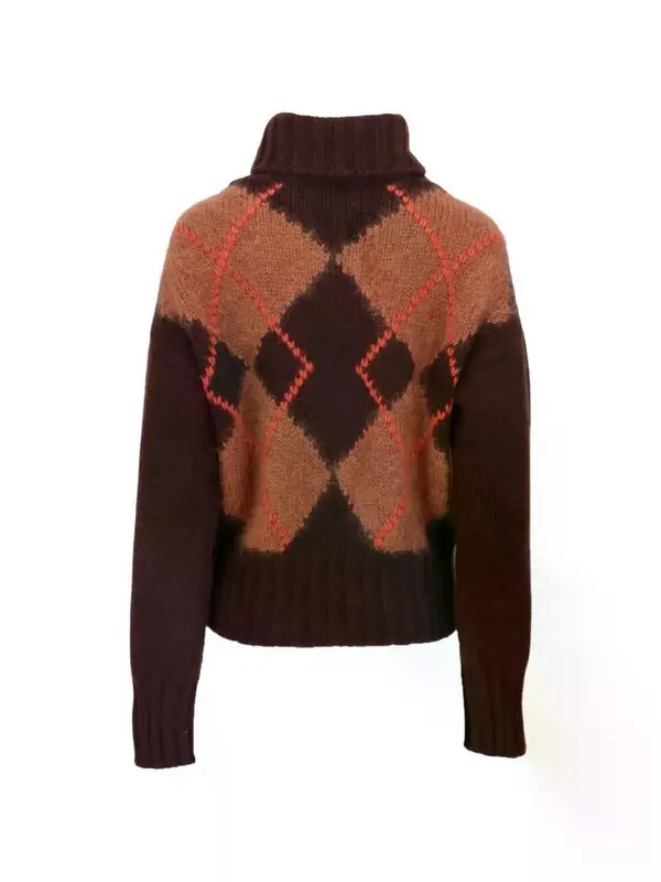 Isaia Argyle Roll-neck Sweater