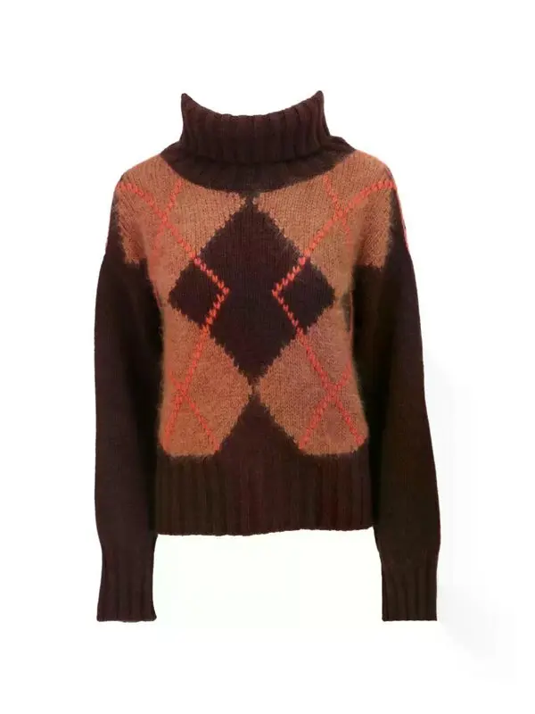 Isaia Argyle Roll-neck Sweater