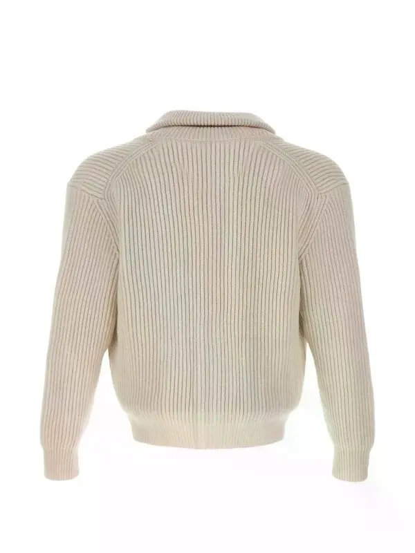 Eleventy Ribbed-knit Shawl-collar Cardigan
