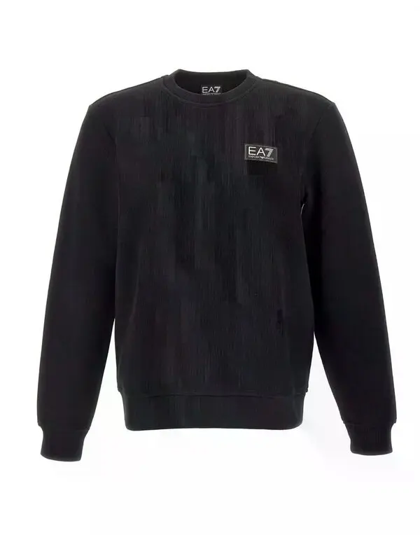EA7 Logo-patch Ribbed Sweatshirt - Black