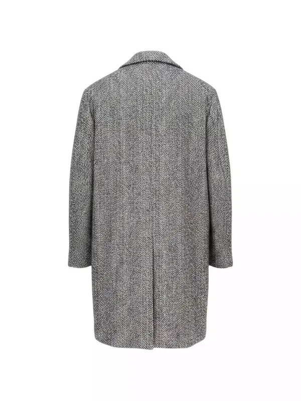 Isaia Herringbone Wool Double-breasted Coat