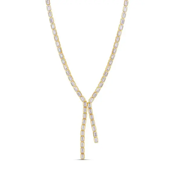 SHYMI Bezel Set Emerald Y Necklace