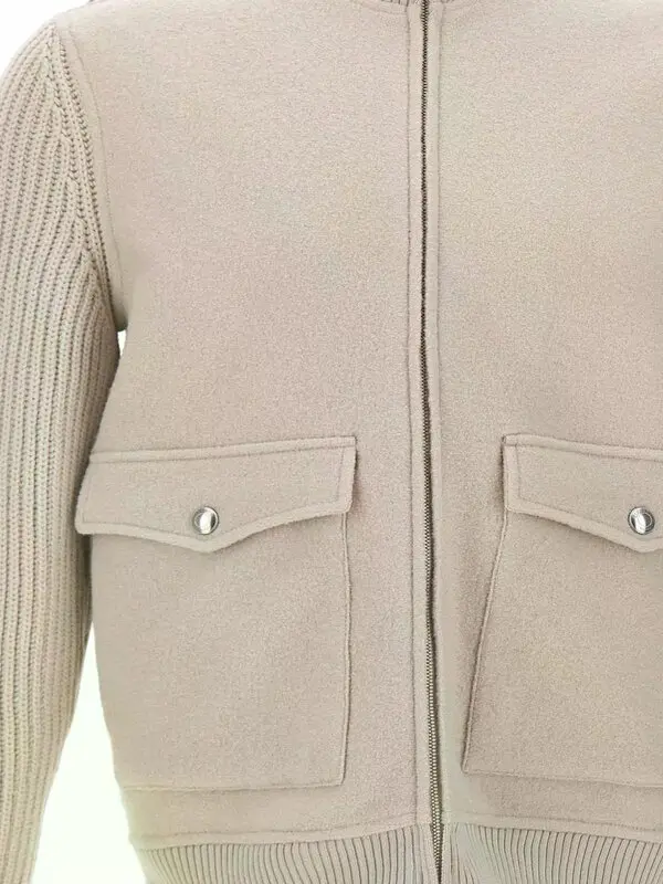 Eleventy Cable-knit Sleeve Zip-up Bomber Jacket