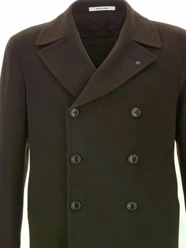 Tagliatore Double-breasted Logo-pin Coat