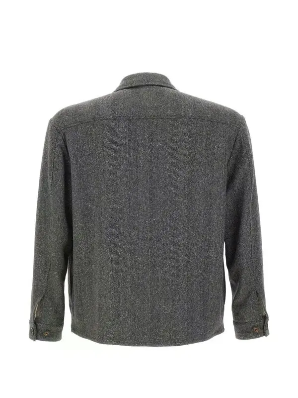 Eleventy Herringbone-pattern Wool-blend Shirt Jacket