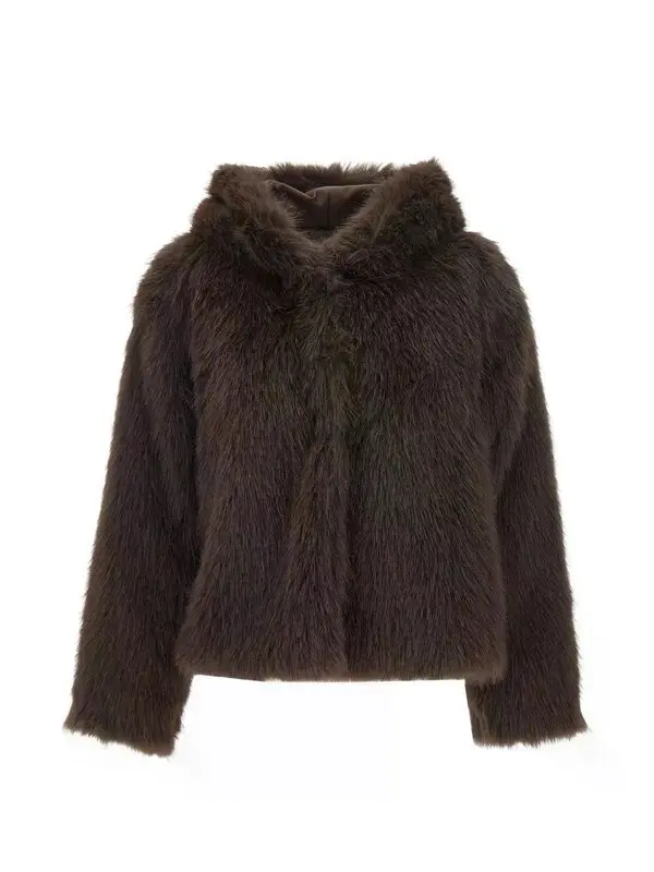 KAOS Faux-fur Hooded Coat - Brown