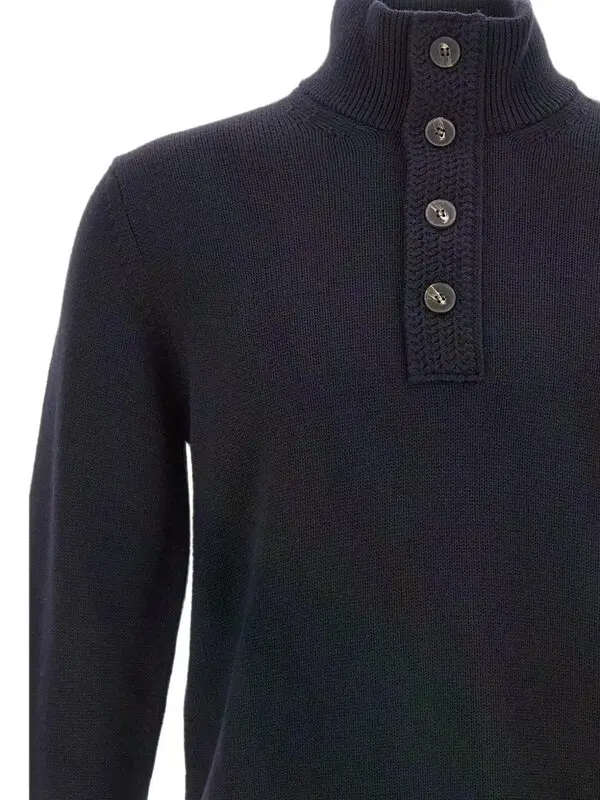 KANGRA Buttoned-collar Ribbed-knit Sweater