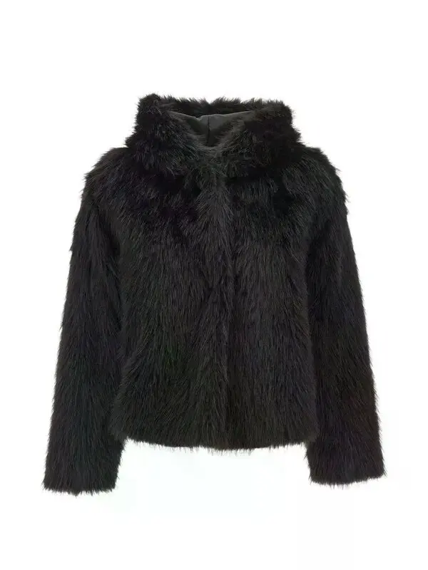 KAOS Faux-fur Hooded Jacket - Black