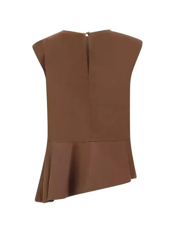 KAOS Asymmetric Ruffled Sleeveless Blouse
