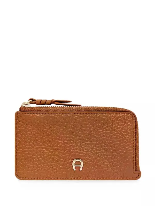 AIGNER Carré Soft Logo-plaque Card Case - Brown