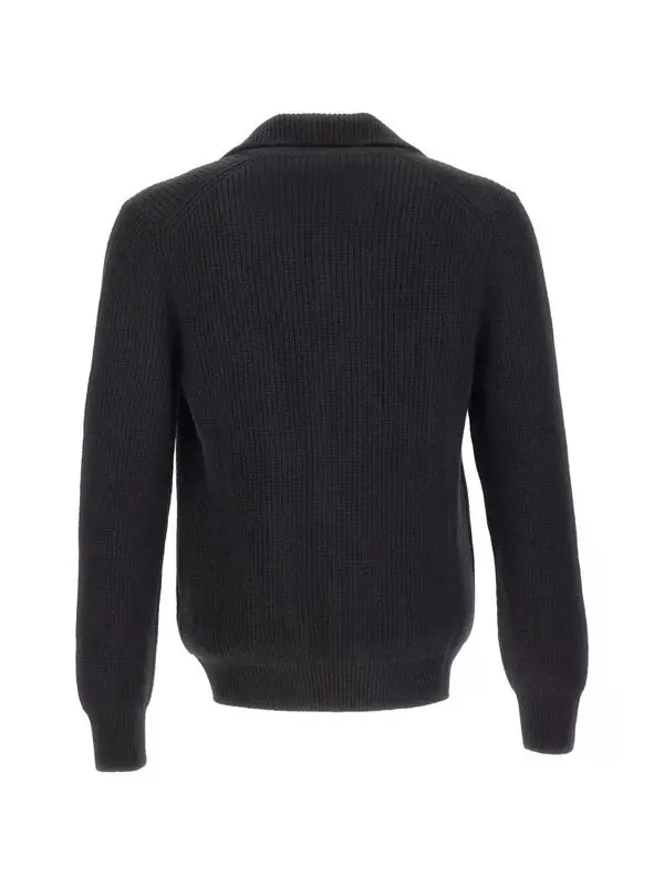 GRAN SASSO Ribbed-knit Open-collar Polo Shirt