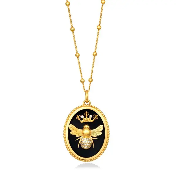 MYRTO KATRAMADOU JEWELLERY Gold / Black Queen Bee Crystal Pendant Necklace - Gold/black