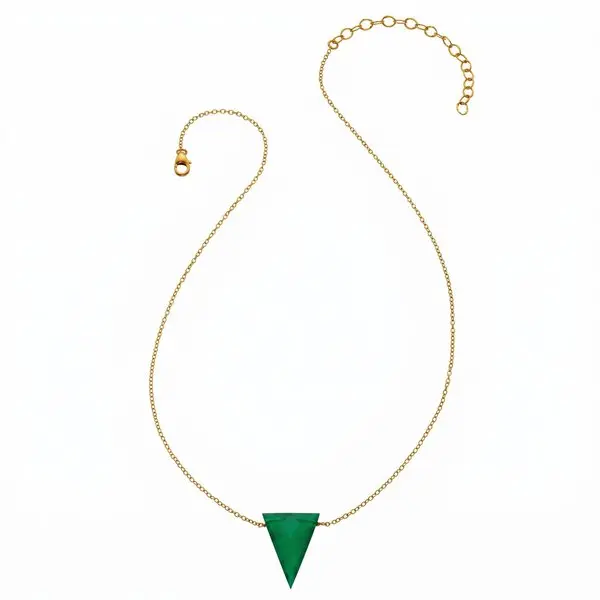 HEATHER HAWKINS True Love Waits Elongated Triangle Semi-precious Gemstone Necklace Onyx - Green