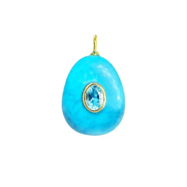 KAMARIA Turquoise Howlite Gemstone Pendant With Topaz Medium Pear Topaz - Blue