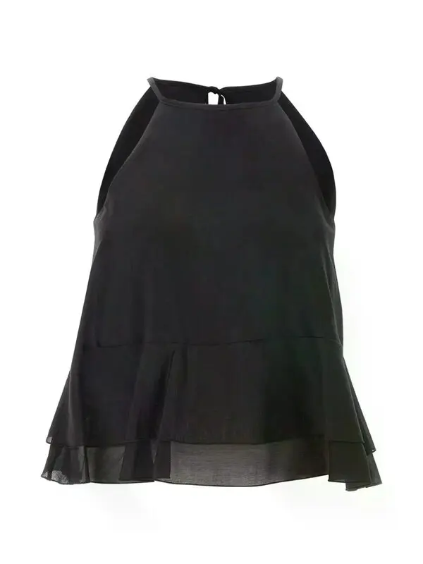KAOS Ruffled Sleeveless Top - Black