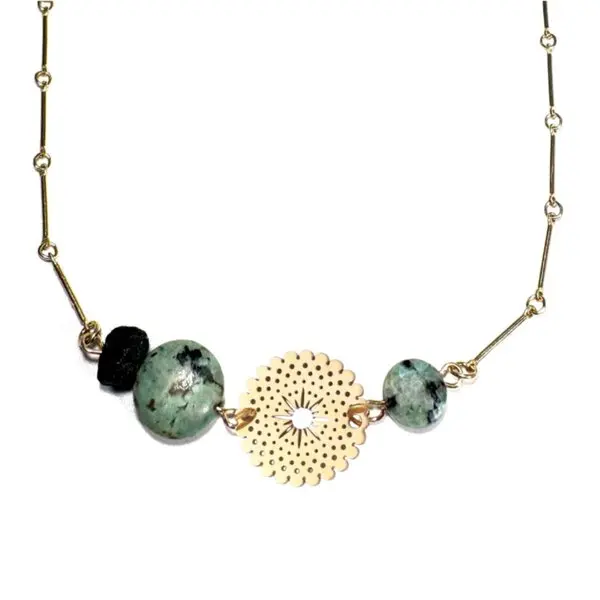 Rachel Nathan Black / Gold / Green Western Horizon Necklace - Black/gold/green