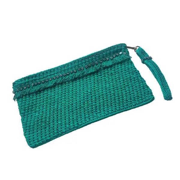 N'ONAT Evil Eye Hand Crochet Clutch - Green