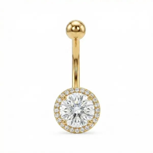 Zahav Jewelry 10k Solid Round Cz Cluster Belly Ring