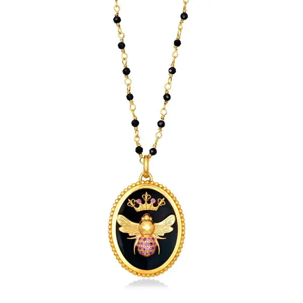 MYRTO KATRAMADOU JEWELLERY Gold / Black Queen Bee Ruby Necklace