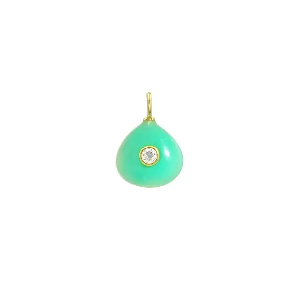 KAMARIA Chrysoprase Gemstone Pendant With Topaz Small Fan - Green