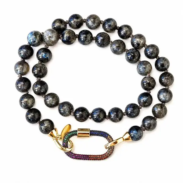 Persia Donà Jewelry Labradorite Rainbow Clasp Choker Necklace - Gold