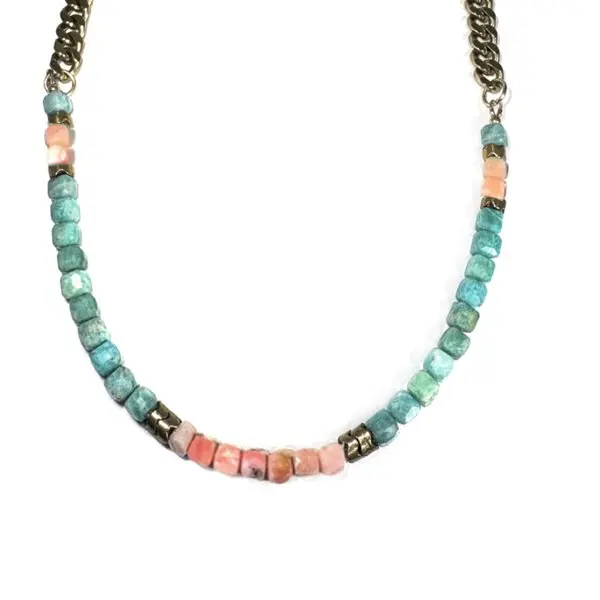 Rachel Nathan Blue / Pink Amazonite & Peruvian Pink Opal Necklace
