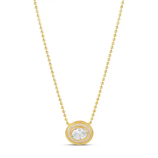 SHYMI Statement Oval Pendant On A Beaded Ball Chain