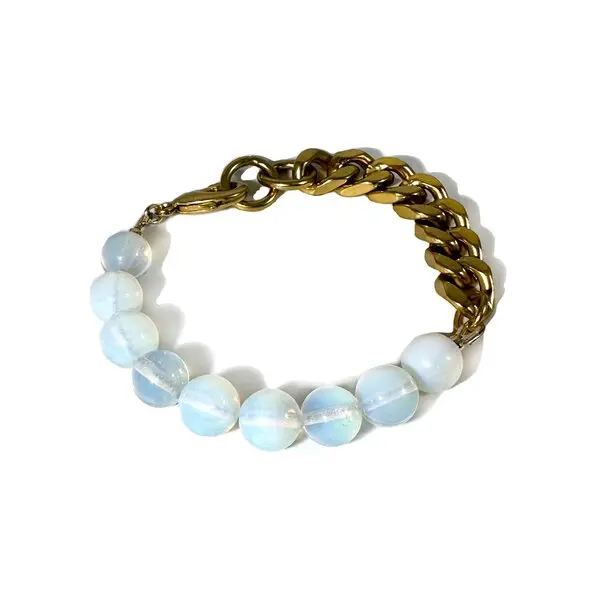 Rachel Nathan White / Gold Remix: Opalite Bracelet - White/gold