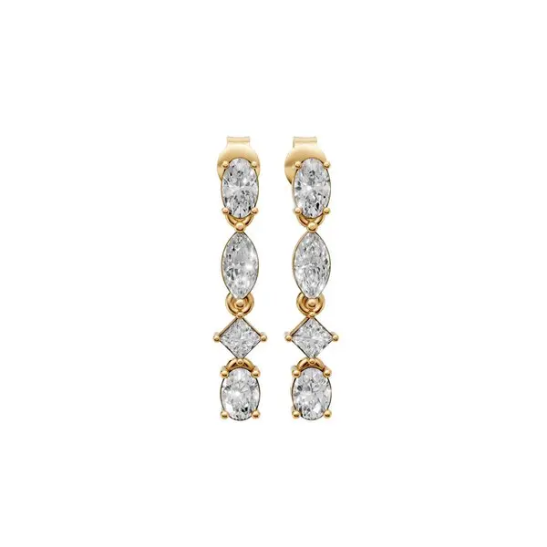 AYA FINE JEWELRY 1.31 Ct Multi Shape Lab Diamond Drop Earrings In 14k Gold - Yellow