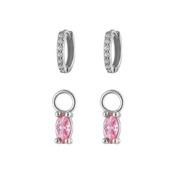 OUTOFOFFICE Charm Silver Huggies Set