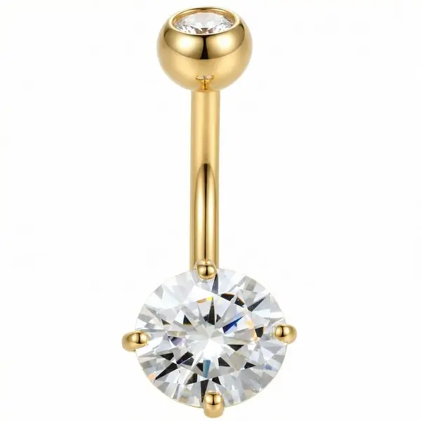 Zahav Jewelry 10k Solid Round Cz Belly Ring