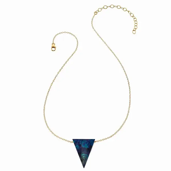 HEATHER HAWKINS True Love Waits Elongated Triangle Semi-precious Large Gemstone Necklace Mojave Turquoise - Purple