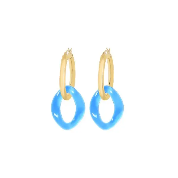 GOLD & HONEY Convertible Link Hoop Earrings - Gold/blue