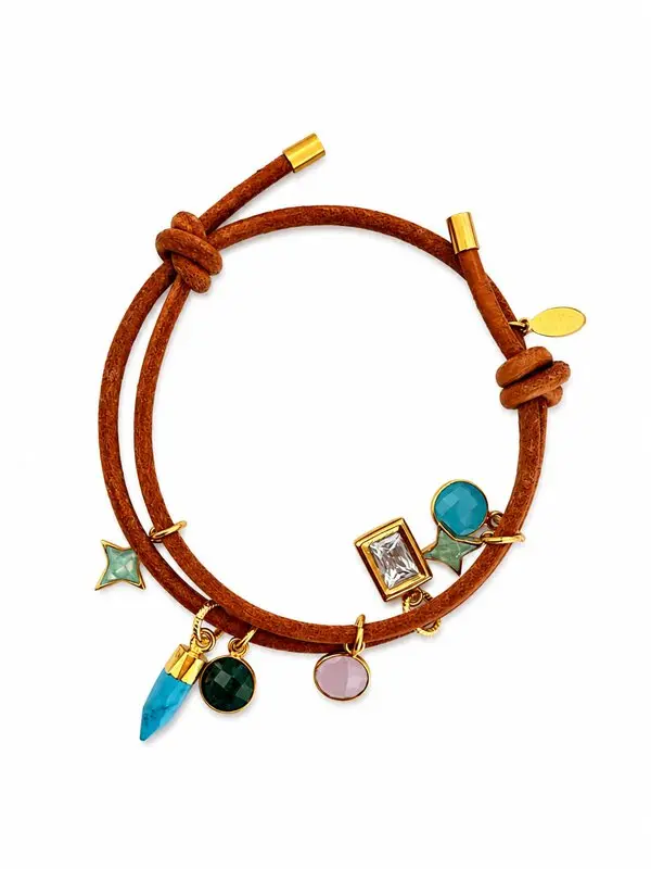 Persia Donà Jewelry Leather Mixed Charm Bracelet - Black