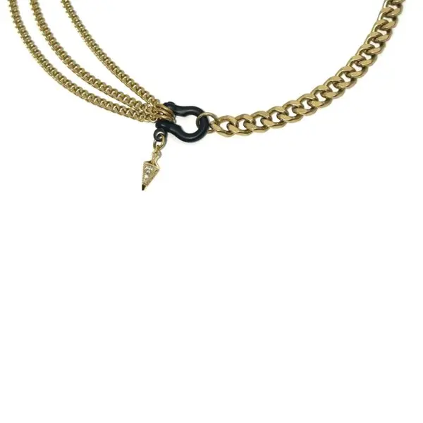 Rachel Nathan Shackle Trilogy Matte Black And Art Deco Drop Necklace - Gold/black