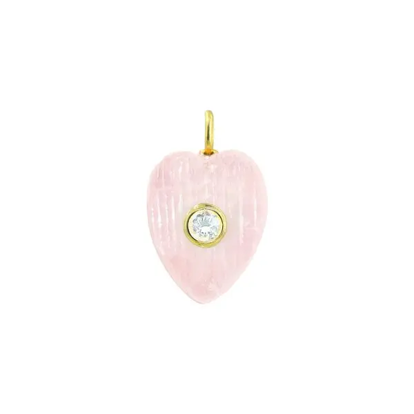 KAMARIA Rose Quartz Gemstone Pendant With Topaz Heart - White
