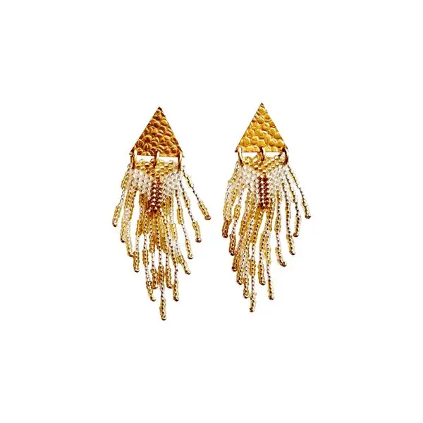 ILIANA ARRAZOLA Gold / Silver Triangle Fringe Earrings, Gold