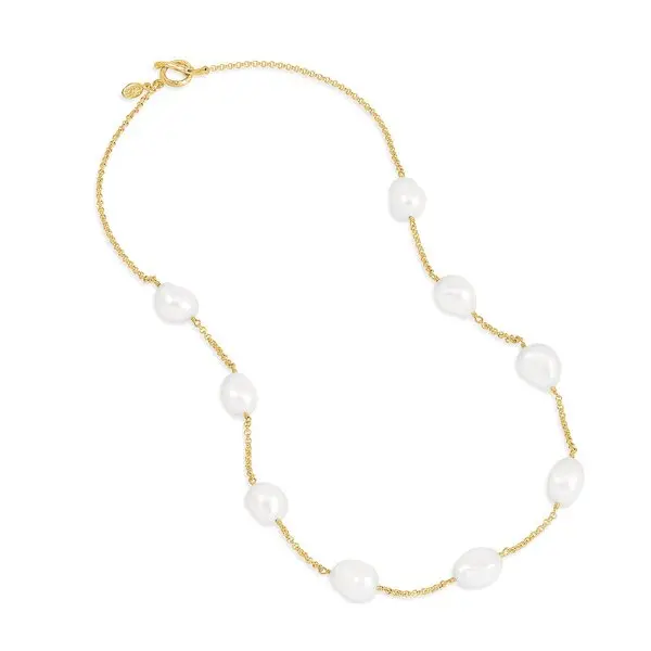 DOWER & HALL White Baroque Luna Pearl™ Chain Necklace - Gold