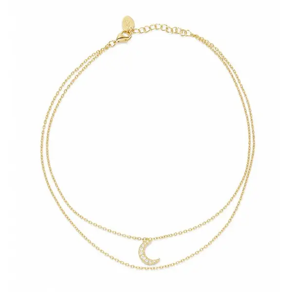 Argento Vivo Double Chain & Moon Anklet