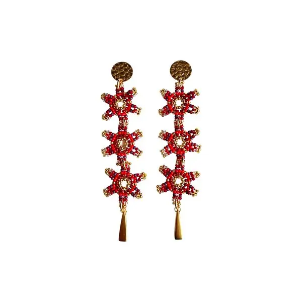 ILIANA ARRAZOLA Waterfall Blossom Earrings - Red/gold