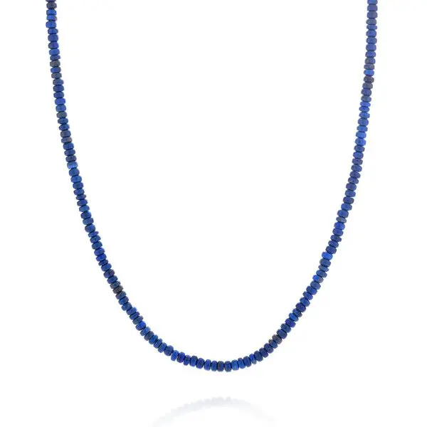 NELLOU JEWELLERY Lapis Lazuli Rondelle Necklace - Gold