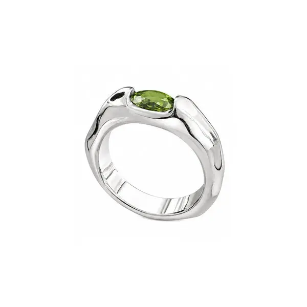 SEROTONIN COMPLICE Silver / Green Pinky Ring With Peridot - Silver/green