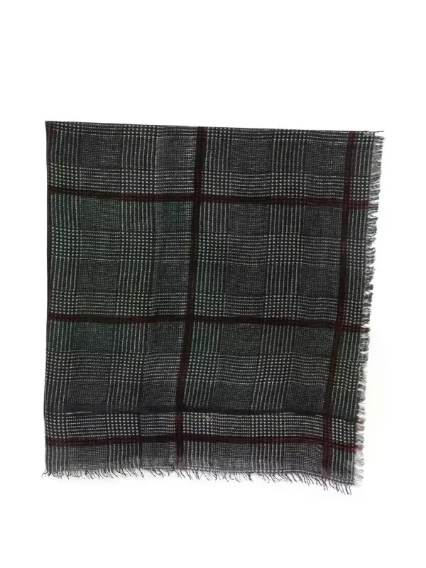 Faliero Sarti Cristopher Check-pattern Frayed Scarf - Grey