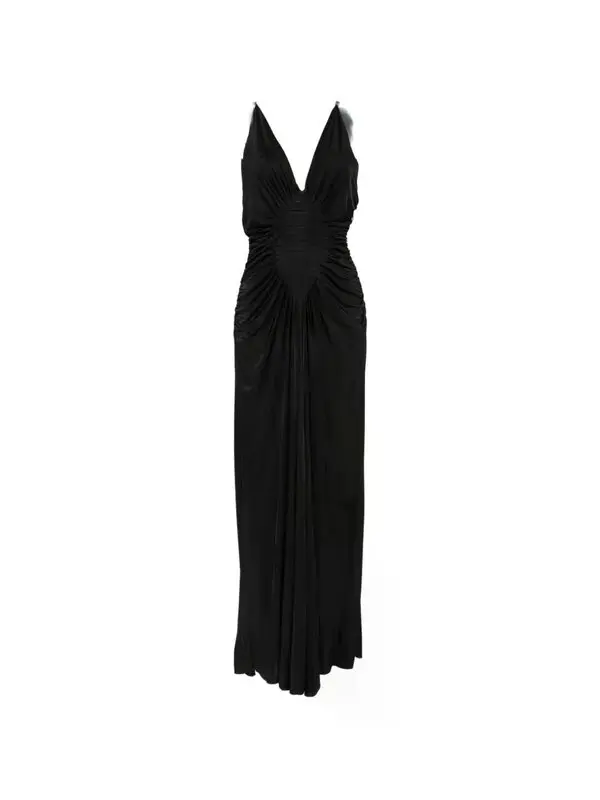 Versace Ruched Sleeveless Gown - Black