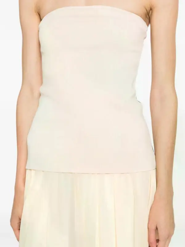 ST. AGNI Strapless Ribbed Midi Dress With Balloon Hem