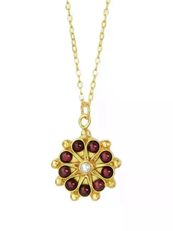 OTTOMAN HANDS Marigold Garnet-beaded Necklace - Gold