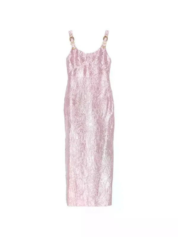 Versace Crushed-effect Buckled-straps Gown - Pink