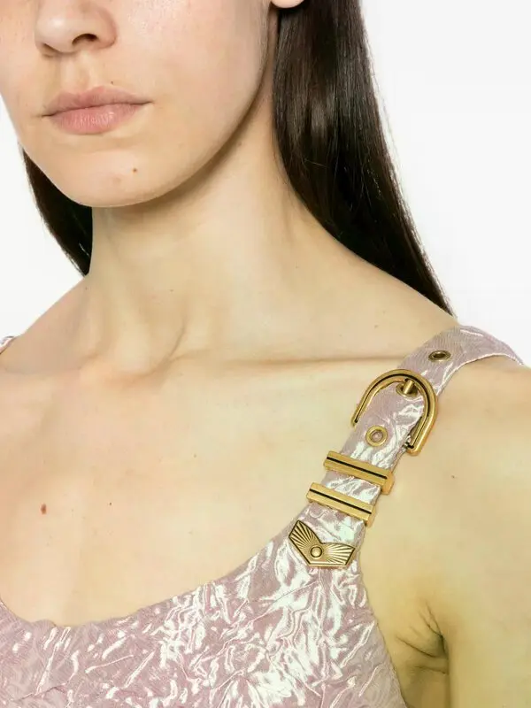 Versace Crushed-effect Buckled-straps Gown