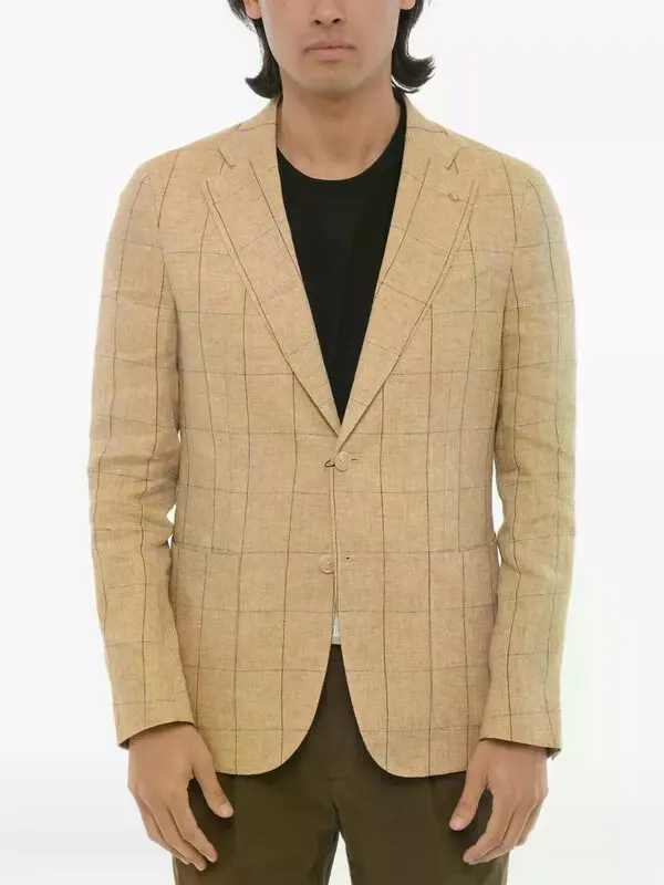 Corneliani Windowpane-pattern Linen Blazer